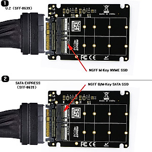CERRXIAN SFF-8639 NVME U.2 to NGFF M.2 M Key & B Key SSD Adapter for 2280 2260 2242 2230 SSD (Not SATA Interface)