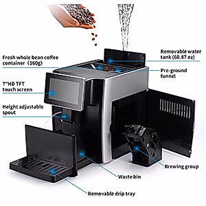 Epsilon Espresso Machine, Coffee Maker comes w/ 11 Brew Selections, 7 Inch AI Touchscreen and Italian, Self-Cleaning Exspresso Barista Brewer