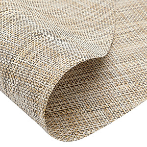 SHACOS Large Size Wedge Shape Placemats with Centerpiece Round Mat Set of 5 Round Table Place Mats Washable Dining Table Placemats Reversible, Beige