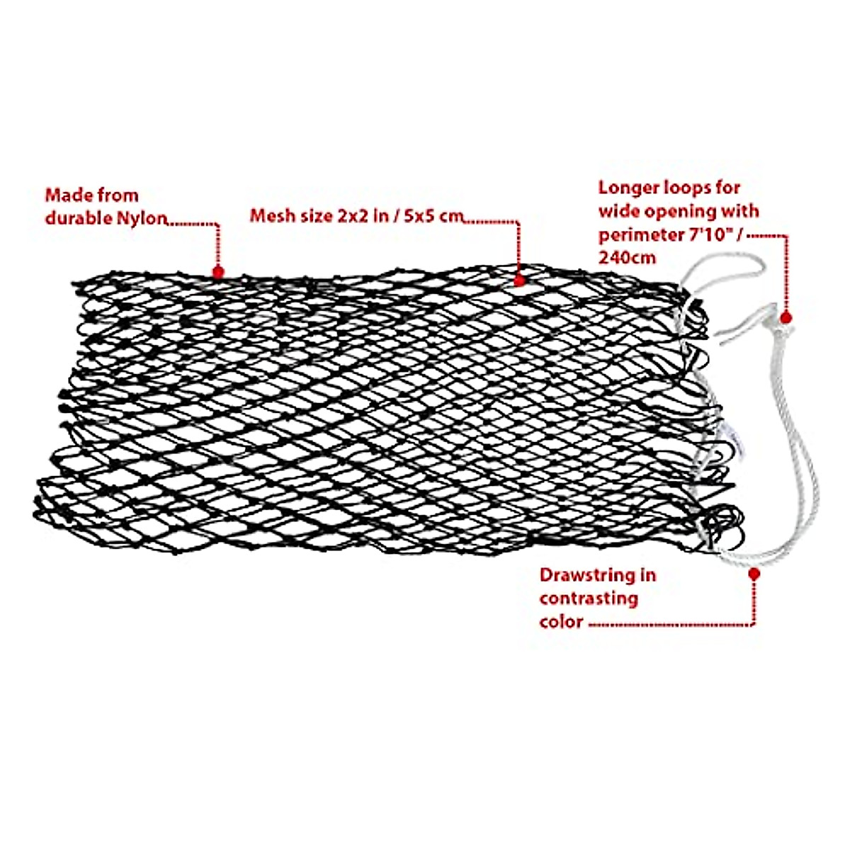 Ferstnor Premium Hay Net Slow Feeder for Horses 40 inches Long 2 inches Mesh Hole Heavy Duty Hanging Haylage Bag for Horses Complete with Steel Snap Hook