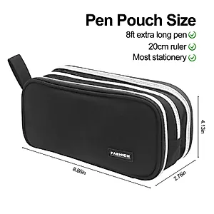 Large Capacity Pencil Case, Expandable Zipper Pencil Pouches, 3 Compartments Canvas Pencil Box, Cute Pencil Pouch, Ortable Stationery Pen Bag for Work And Study