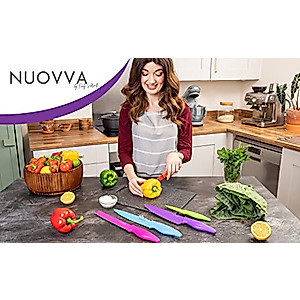 nuovva Kitchen Knife Set with Colour Coding 5 Piece Coloured Knives Set Stainless Steel