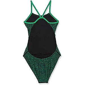 TYR Girls' Standard Durafast Elite Cutoutfit Swimsuit, Green Lapped, 24
