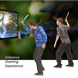 ECHZOVE LED Game Sword for Nintendo Switch Joy-Con, Hand Grip for Skyward Sword Switch Game with Hand Strap - Red