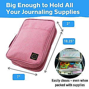 Journal Supplies Storage Case (Pink - Medium) - Custom Travel Organizer Holder for A5 Planner, Pens, Journal Supplies and Accessories (Case Only - Supplies Not Included)