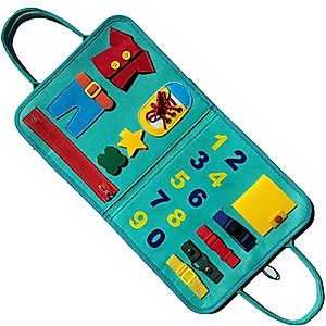 SousBear Toddler Busy Board 1+ Year Old, Sensory Board for Toddlers 2 3 4, Engaging Activity Board Gifts for Girls & Boys, Fun & Educational Montessori Busy Board, Travel, Car, Airplane,