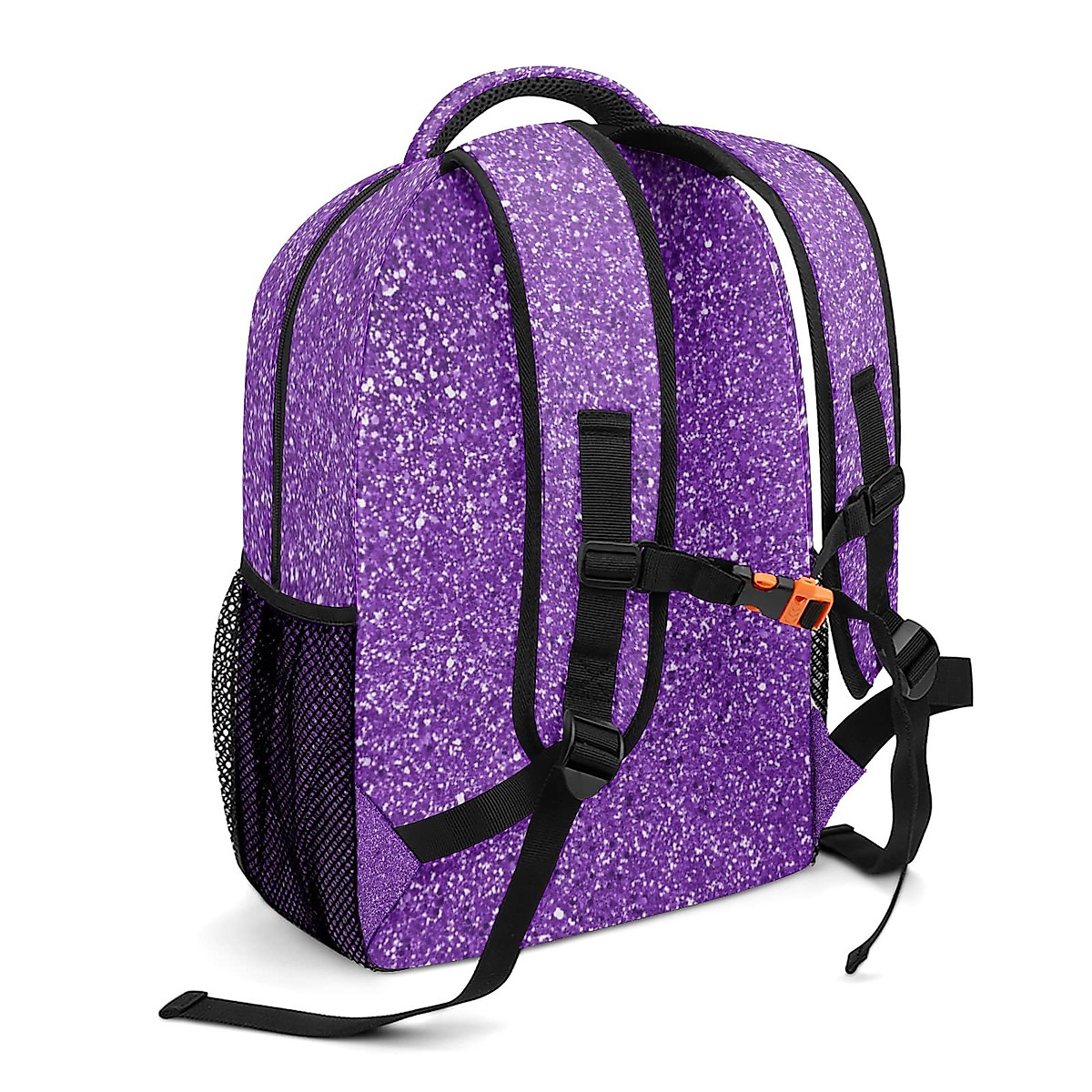 SunFancy, Purple Glitter Personalized School Backpack for Kid-Boy /Girl Primary Daypack Travel Bookbag, K10255, 12.2In(L)x5.9In(W)x16.5In(H)