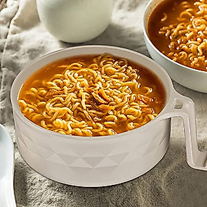 2 Sets Microwave Ramen Cooker Bowl Set Quick Ramen Cooker with Handles Ramen Noodle Cooker with Spoon Chopsticks Fork College Dorm Room Apartment Essentials for Girls and Boys (Black, Beige)