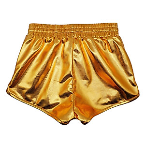 Gold Girls Metallic Shorts Shiny Sparkle Dance Hot Pants Shorts 6-7 Years