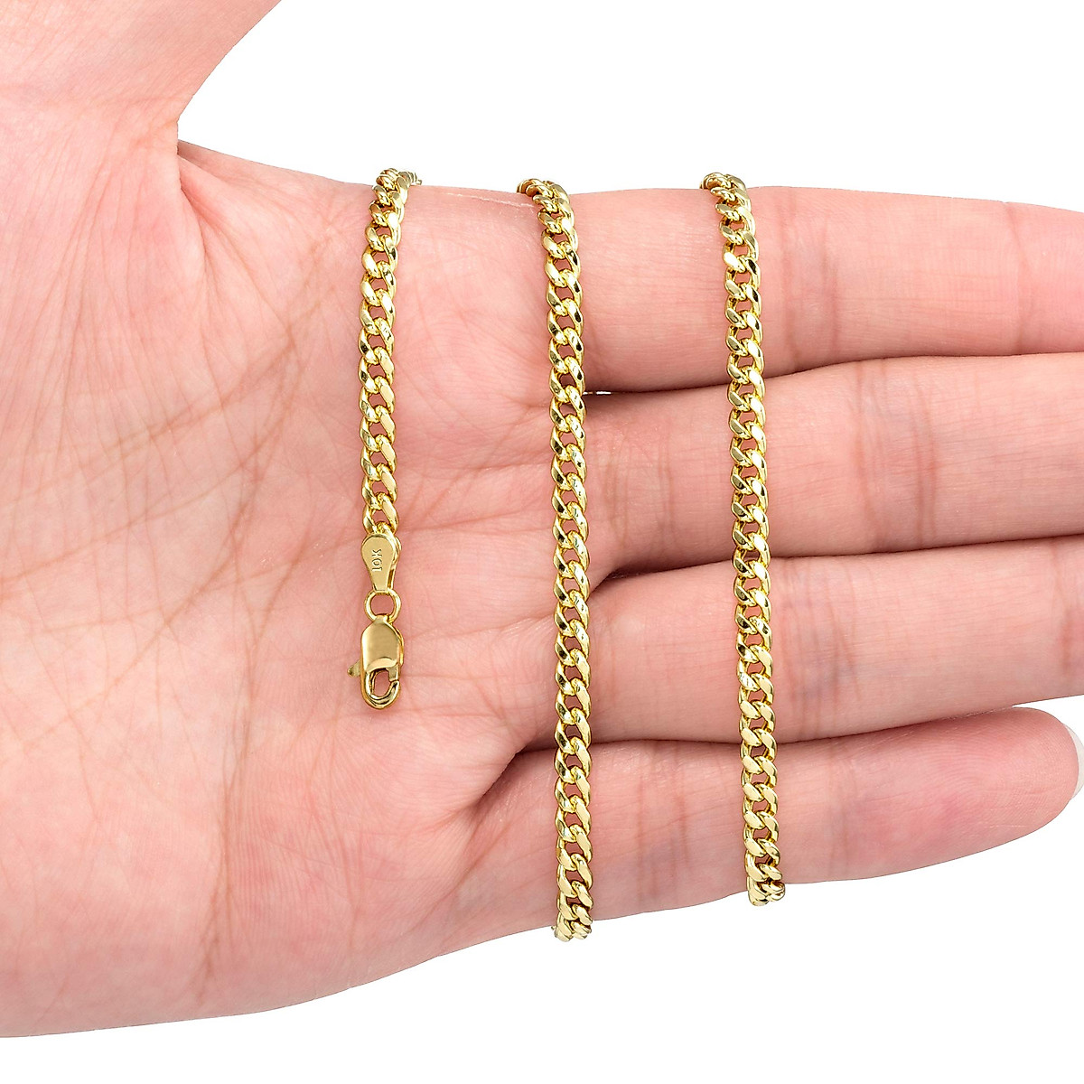 Nuragold 10k Yellow Gold 4mm Miami Cuban Link Chain Pendant Necklace, Mens Womens Jewelry 16" 18" 20" 22" 24" 26" 28" 30"