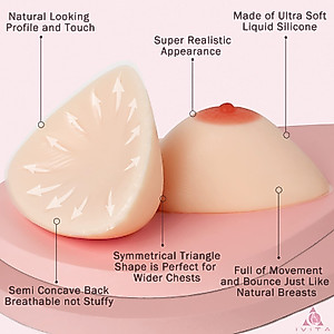 IVITA One Pair A Cup Concave Design Triangle Silicone Breast Forms for Mastectomy Prosthesis Crossdressers Bra Enhancer Inserts