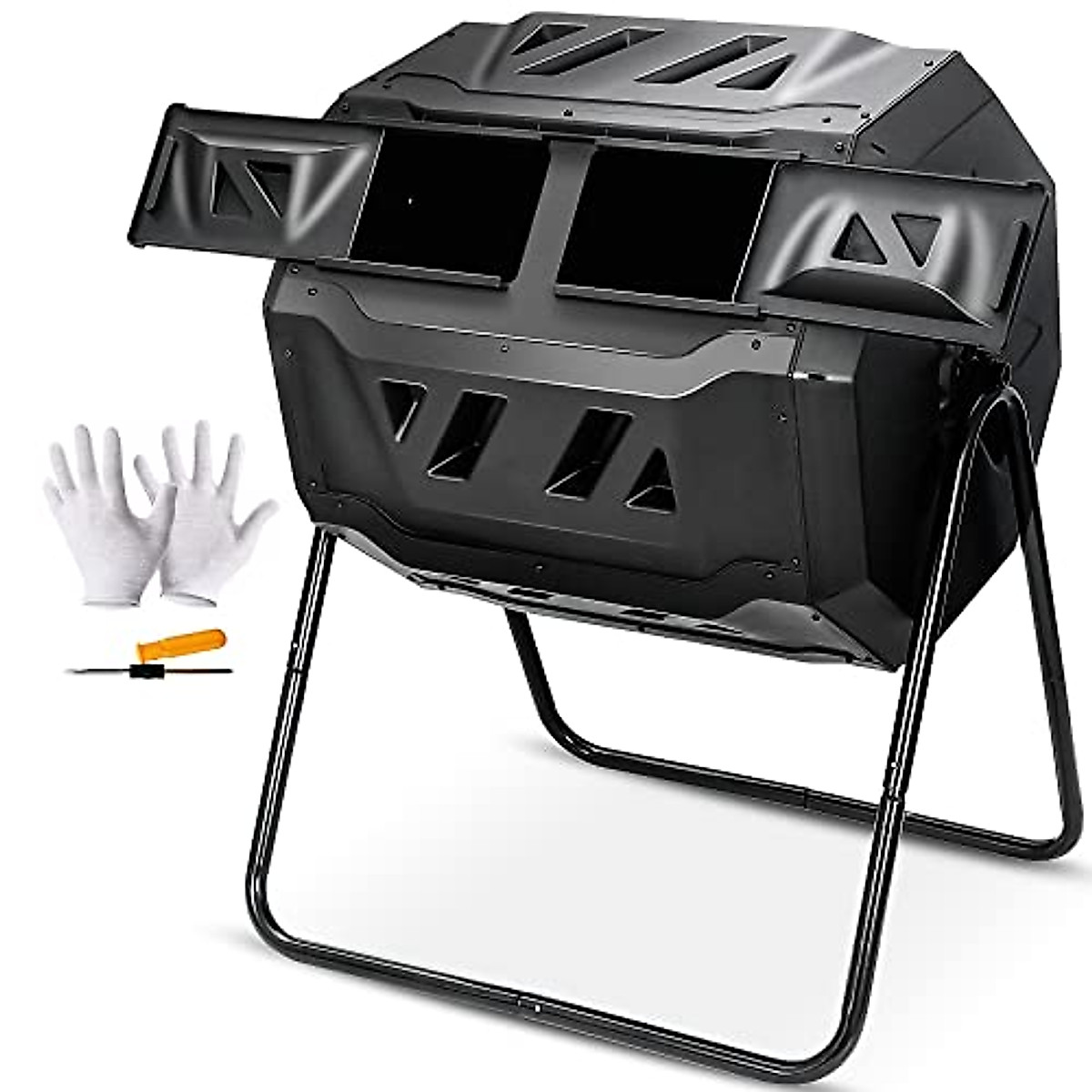 Large Composting Tumbler 43 Gallon Capacity Composter Dual Chamber BPA ...