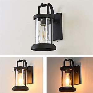 Zziyj Outdoor Waterproof Wall Sconce Exterior Wall Mount Rustic Farmhouse Wall Lanterns Black Porch Light with Clear Glass Shade for Home Patio Garden Garage Lighting