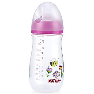 Nuby Tritan Wide Neck Non-Drip Bottles with Anti-Colic Air System: 9oz./ 270 Ml, 3 Pack, 3M+, Multi