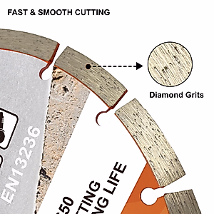 FEWELL 9 Inch Diamond Blade, Segmented General Purpose Blade Dry/Wet Cutting Concrete, Masonry, Brick, Block，Stone (3 Packs)