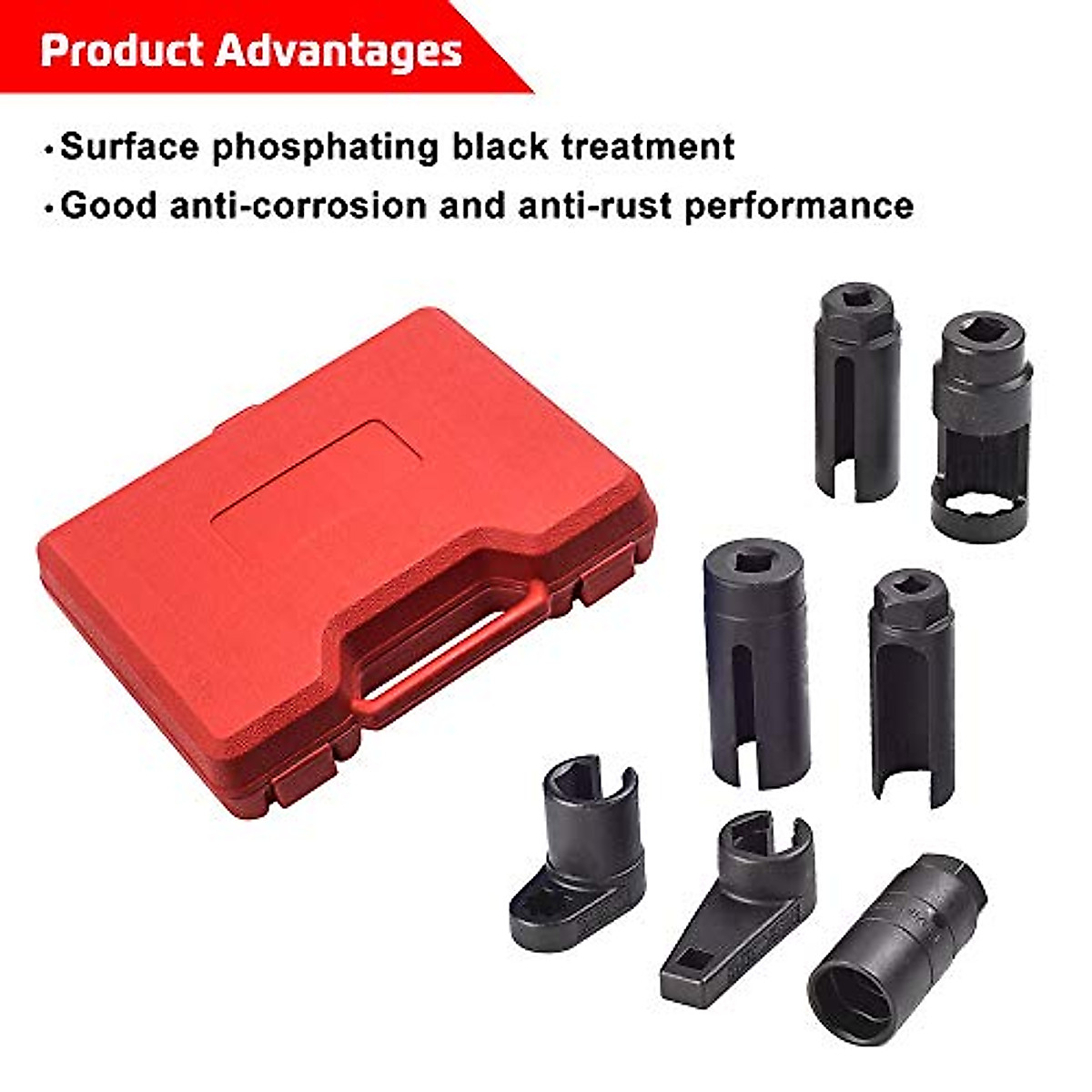 7PCS Oxygen Sensor Socket 22mm (7/8 in), 27mm, 29mm fits All Vehicle O2 Removal and Installation Universal Puller and Removal Tool