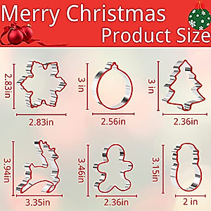 Crethinkaty Christmas Cookie Cutter Set for Baking,Stainless Steel Biscuit Cutters with Comfort Grip,6 Pieces Fondant Cutters-Gingerbread Man,Snowflake,Snowman,Christmas Tree,Reindeer,Lantern