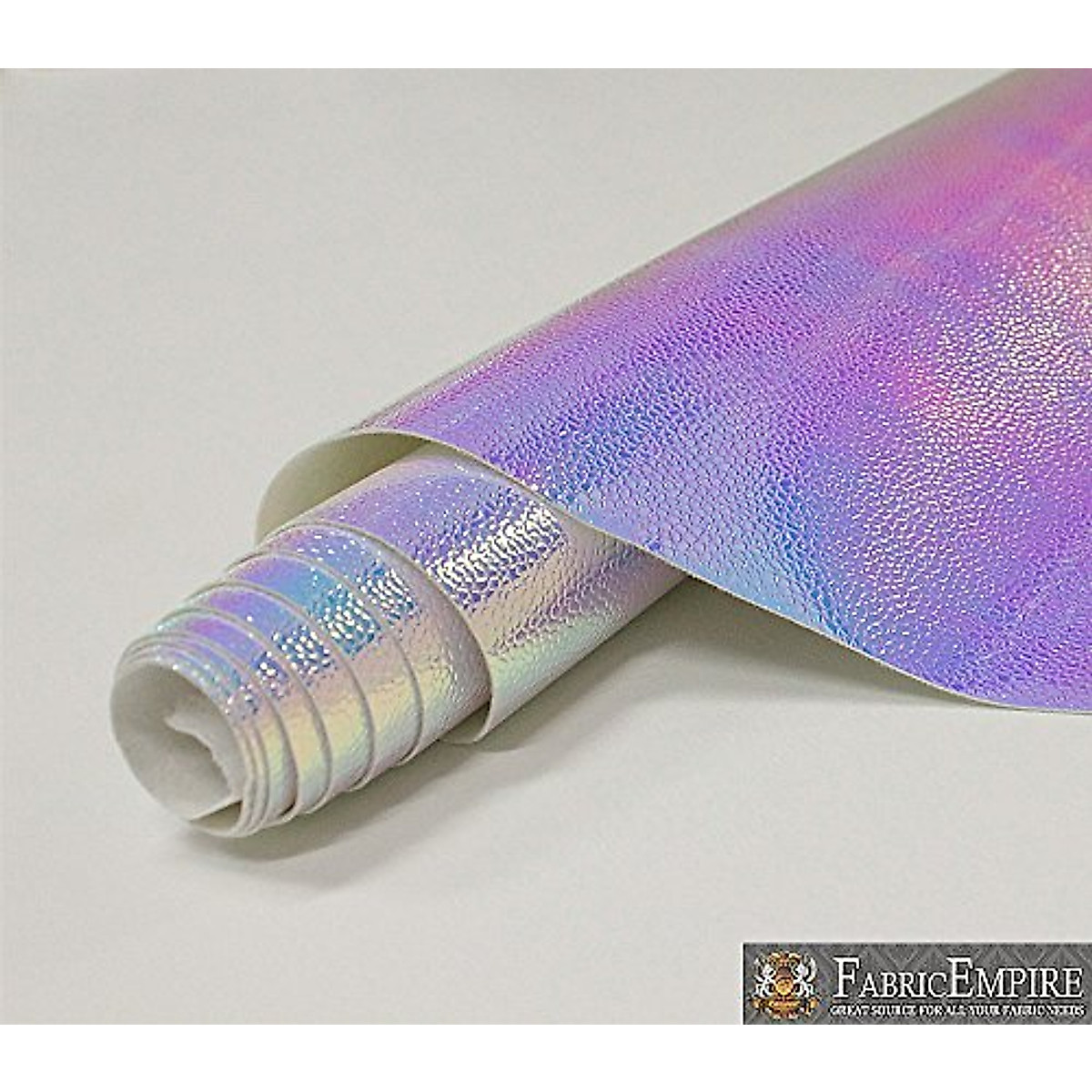 Fabric Empire Vinyl Upholstery Embossed Bubble Holographic Glossy Fabric Light Blue 54" Wide Sold by The Yard