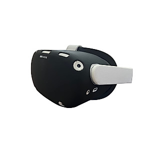 JCOS 4-in-1 Silicone Accessories for Oculus Quest 2 | Shell Front Silicone Face Cover Protector, Skin Grip Cover, Adjustable Knuckle Straps, Soft Silicone Facial Interface Cover (Black), JCOS1