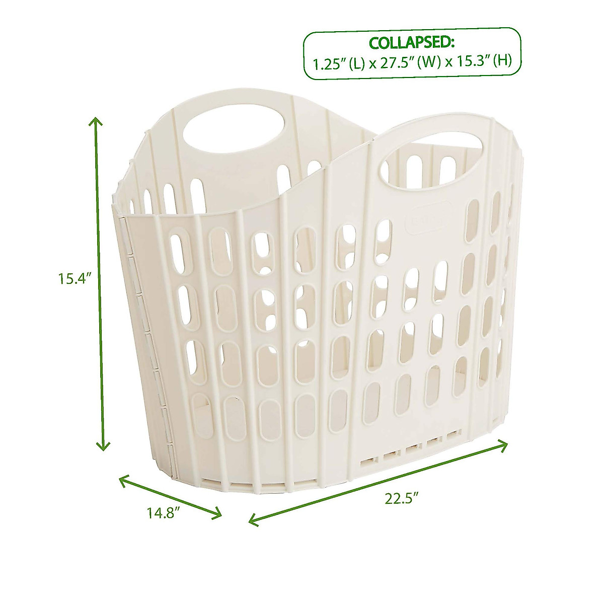 Mind Reader 38 Liter Laundry Folding Basket, Collapsible Laundry Basket, Foldable Storage Basket, Bathroom, Bedroom, Home, Ivory