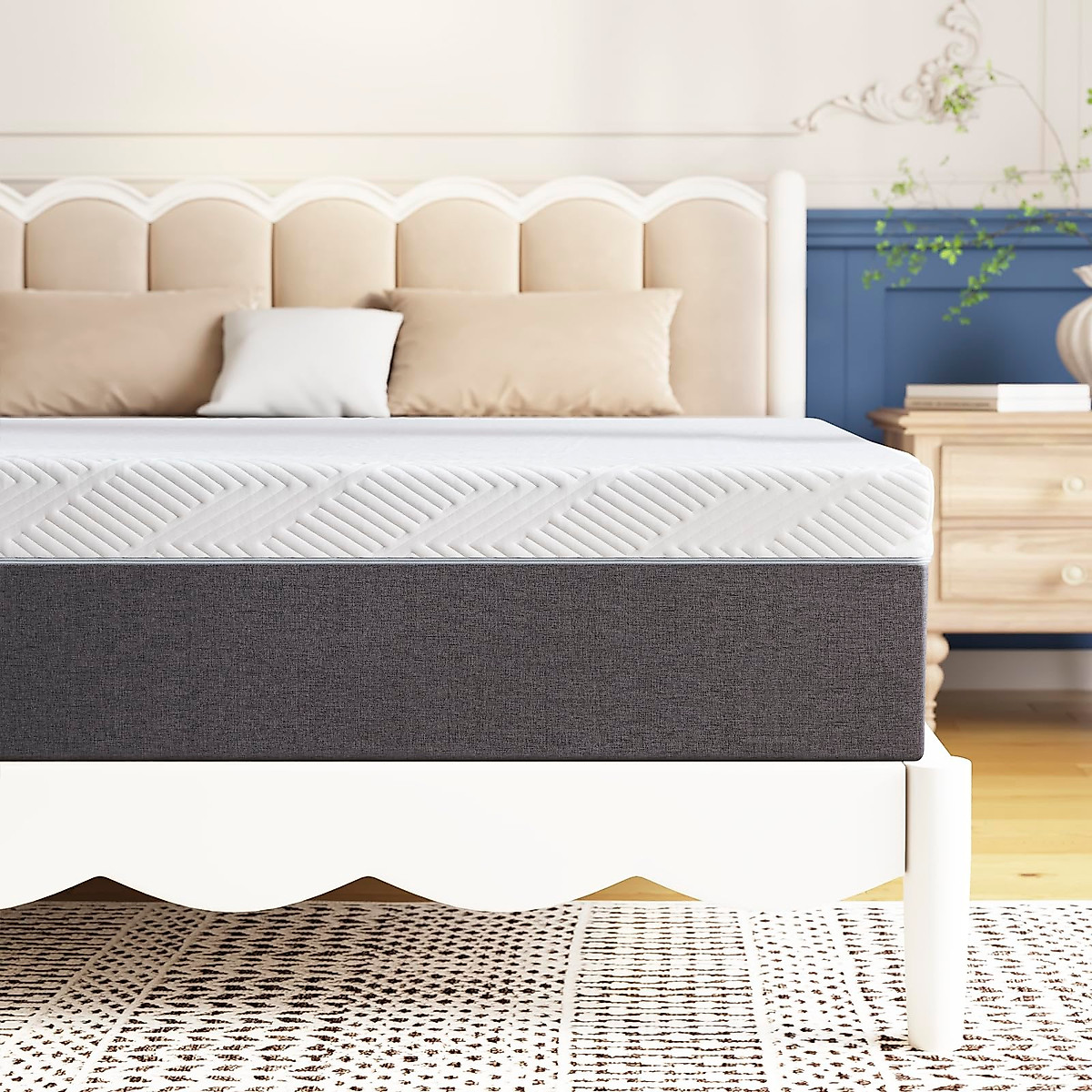 Twolike Queen Mattress 10 inch No Fiberglass Gel Memory Foam Queen Size Mattress in a Box of Foams and Fabric for Cooling Pressure Relief Sleep, 80" X 60" X 10", Medium, Firm