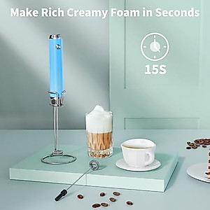 Maestri House Rechargeable Milk Frother with Stand, Handheld Electric Foam Maker Waterproof Detachable Stainless Steel Whisk Drink Mixer Foamer for Lattes, Cappuccino