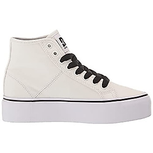 DC Women's Manual Hi Platform Skate Shoe, White/Black/Flower, 5