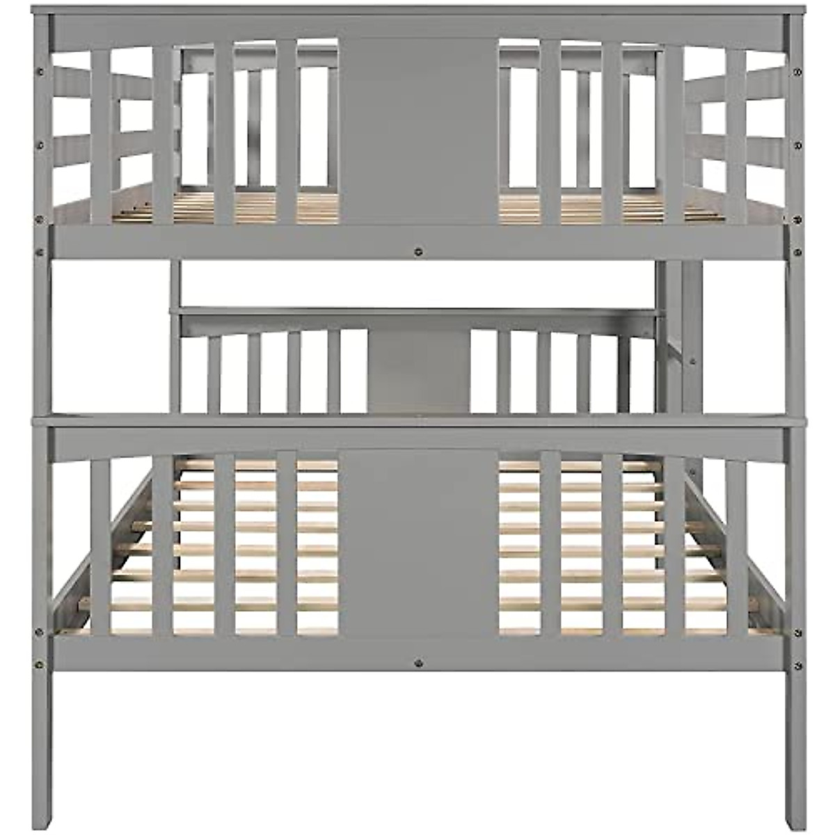 ATH-S Twin Over Twin Bunk Bed with Trundle, Solid Wood Bunk Beds for (White) (Color : Grey, Size : Full Over Full)