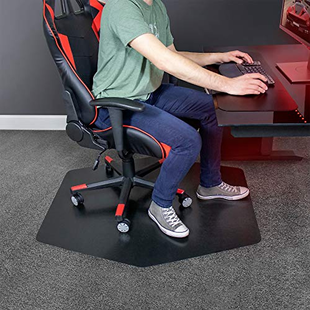 Game Zone Chair Mat, for Hard Floor/Medium Pile Carpet, 42 x 46, Black (121563)