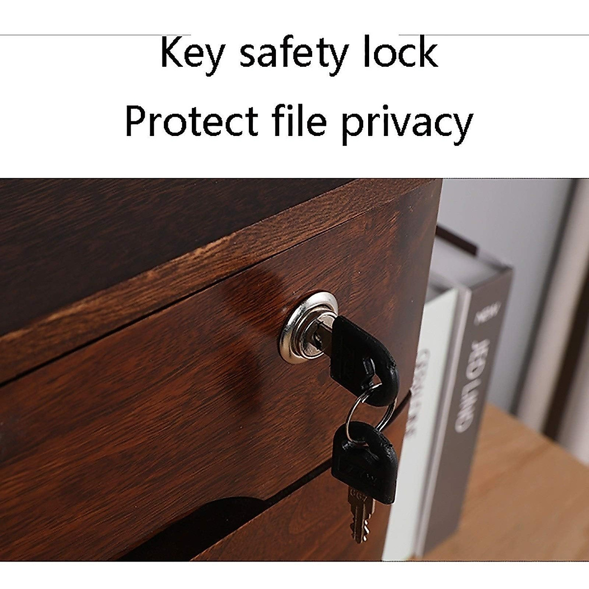 JAEFIT Desktop File Cabinet - Flat File Cabinet - Solid Wood Storage Box, Wooden Desktop Storage Box with Lockable Drawers, Office Supplies A4/Receipt File Organizer (Size : 4 Layer)