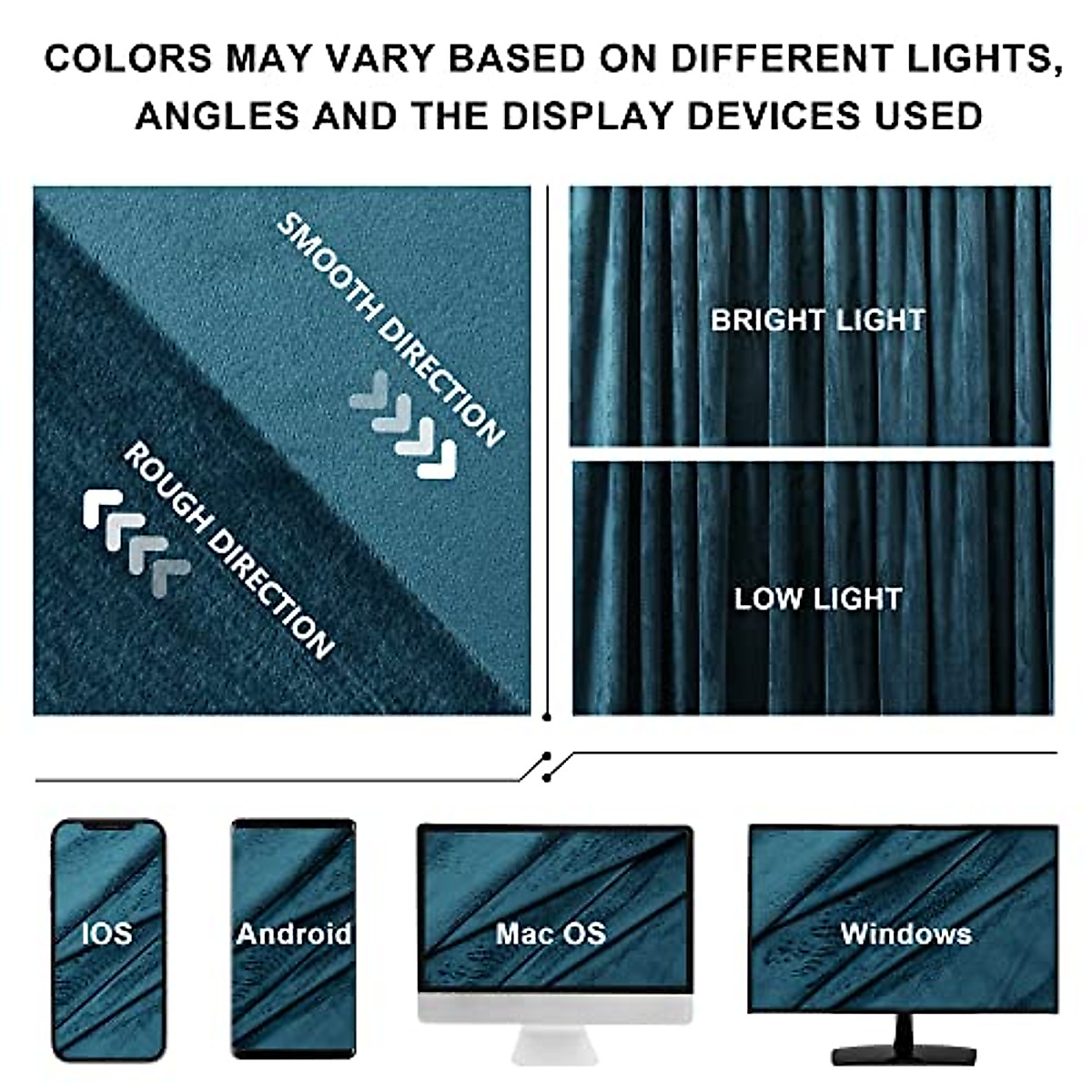Benedeco DeepTeal Velvet Curtains for Bedroom Window, Super Soft Luxury Drapes, Room Darkening Thermal Insulated Rod Pocket Curtain for Living Room, W52 by L96 inches, 2 Panels