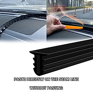 Msyuusr Car Rubber Dashboard Trim Seal Strip, 6.6Ft Universal Windshield Slit Dustproof Sound Insulation Guard Strip for Cars, Trucks, Boats (Black)