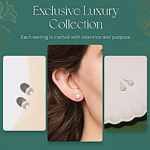 ISAAC WESTMAN Nickel Free Sterling Silver White Freshwater Cultured Pearl Stud Earrings, Hypoallergenic Earrings with Genuine Cultured Pearls, Flat Back Button Pearl Earrings (6 mm)