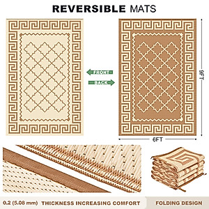 PASAMIC Double-Sided Design Outdoor Rug,100% Pure Polypropylene Outdoor Rugs, Patio Rug, Outdoor Patio Rug for Terraces, Garden Decks, Beaches, Camping, 9ft x 6ft Outdoor Area Rug Waterproof