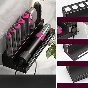 Lumclaw Wall mounted Dryer Hair Curler Storage Rack Suitable for Dyson Airwrap Bathroom Shelf Hair Care Tool Storage (A)