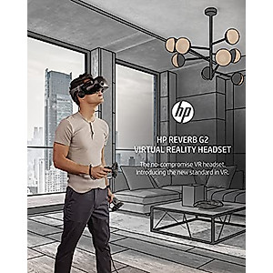 HP Reverb G2 VR Headset with Controller, Adjustable Lenses & Speakers from Valve, 2160 x 2160 LCD Panels, for Gaming, Ergonomic Design, 4 Cameras, Compatible with SteamVR & Windows Mixed Reality