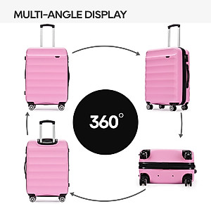 GinzaTravel 2 Piece Anti-Scratch ABS Luggage Set with TSA Lock - 20 inch and 28 inch Lightweight Spinner Suitcases, Expandable, and in Hot Pink