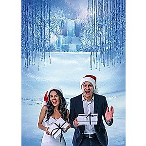 LYWYGG 5x7ft Winter Backdrop Ice and Snow White World Photography Backdrops Background Christmas Winter Frozen Snow Ice Crystal Pendant World Backdrops for Children Photo Studio Props Backdrop CP-13