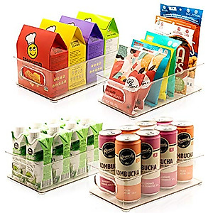 Cabinet Pantry Organizers and Storage Set of 4 - Kitchen Cabinet Counter Organizer and Storage - Truly Stackable Kitchen Organization Storage Bin - Clear Pantry Storage Bins