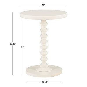 Powell White Tarkin Round Turned Spindle Pedestal Side Accent Table