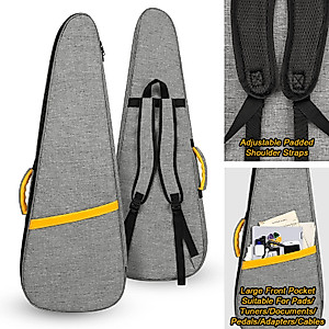 LETSROCK Electric Guitar Gig Bag, 39 Inch Electric Guitar Case with 0.5 Inch Thick Padding with Carry Handle, Pocket & Neck Strap Electric Guitar Bag Gray