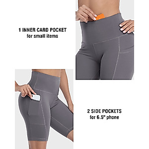 Zonoss 4 Pack Biker Shorts with Pockets for Women High Waist,Womens Athletic Workout Shorts for Summer,2Black,Dark Gray,Light Gray,XL
