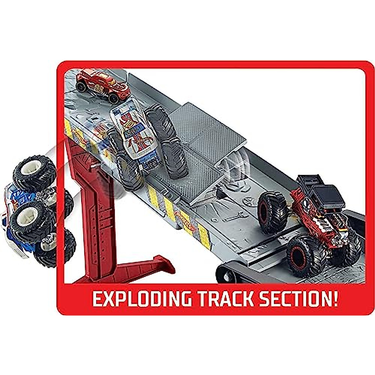 Hot Wheels Monster Trucks Down Hill Race & Go Playset with 1:64 Scale Bone Shaker Toy Truck & 1:64 Scale Toy Car