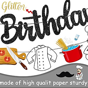 Chef Birthday Party Decoration Cook Party Decoration Cooking Happy Birthday Banner 3pcs Cook Kitchenware Theme Banners for Cooker Masterchef Birthday Party Baby Shower Supplies