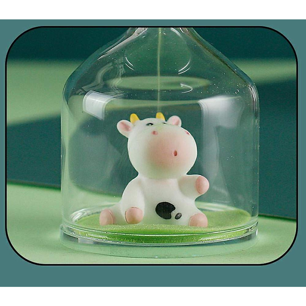 Falytemow 30 Minutes Hourglass Green Farm Sand Timer Cute Cow Desktop Decoration for Kitchen School Teaching