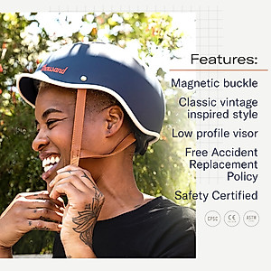 Thousand Heritage 2.0 Adult Bike Helmet; The Original Low Profile Retro Commuter Cycling Helmet Safety Certified for Bicycle Skateboard Skating Roller Skates; for Men & Women (Thousand Navy, S)