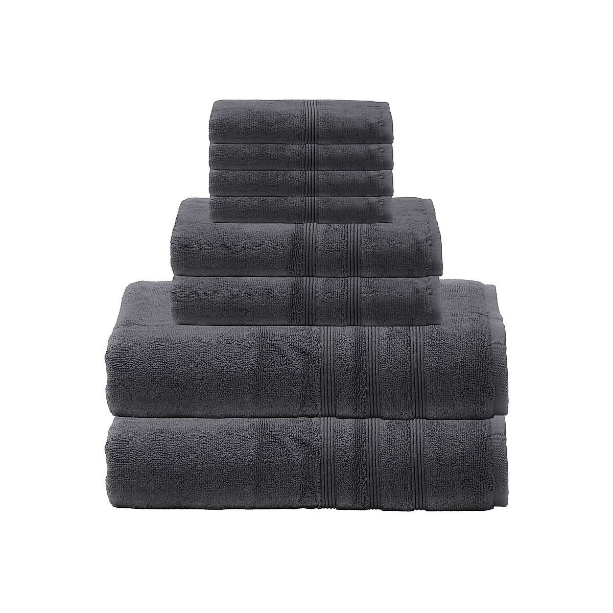 Mosobam Luxury Turkish 8pc Towel Set 30X58 16X30 13X13 Charcoal Gray (Dark Grey) 700 GSM Bamboo Viscose & Aegean Turkish Combed Cotton