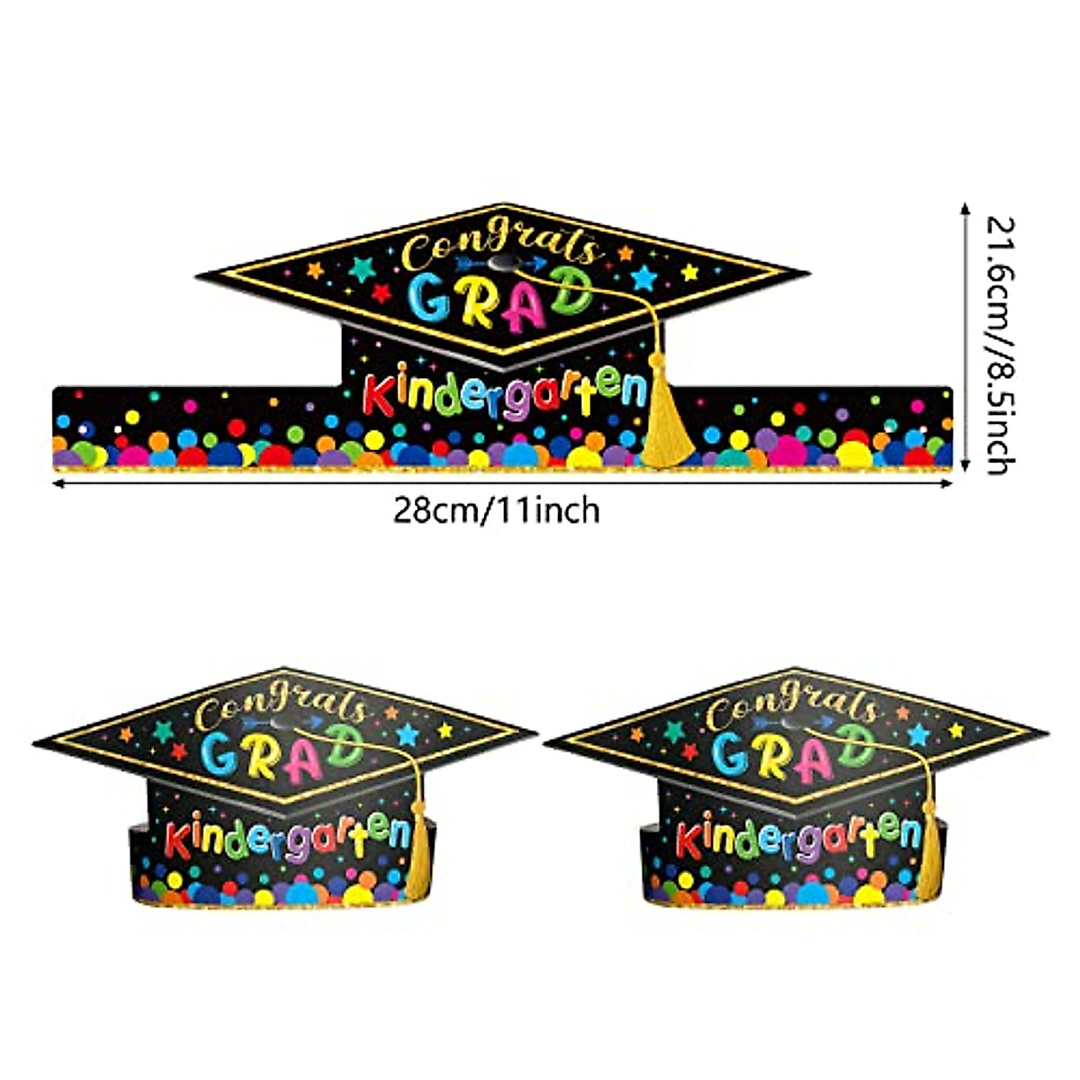 30 Pieces Preschool Paper Graduation Crown for Kids Colorful Adjustable Paper Hats Graduation Congrats Hats for Kindergarten Student Grad Ceremony Party Supplies