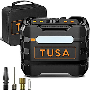 TUSA Tire Inflator Portable Air Compressor for Car - Air Pump Works continuously for up to 30 Minutes (up to 150 PSI with Emergency LED Light)
