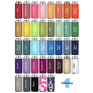 TahoeBay Slim Can Coolers (12-Pack) Blank Neoprene Beer Sleeves (Placid Blue)